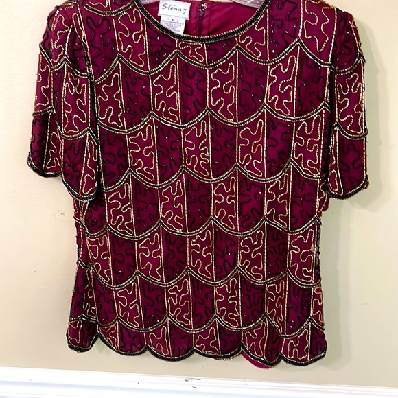 Stenay | Tops | Vintage Stenay Women Maroon Beaded Silk Top Evening ...